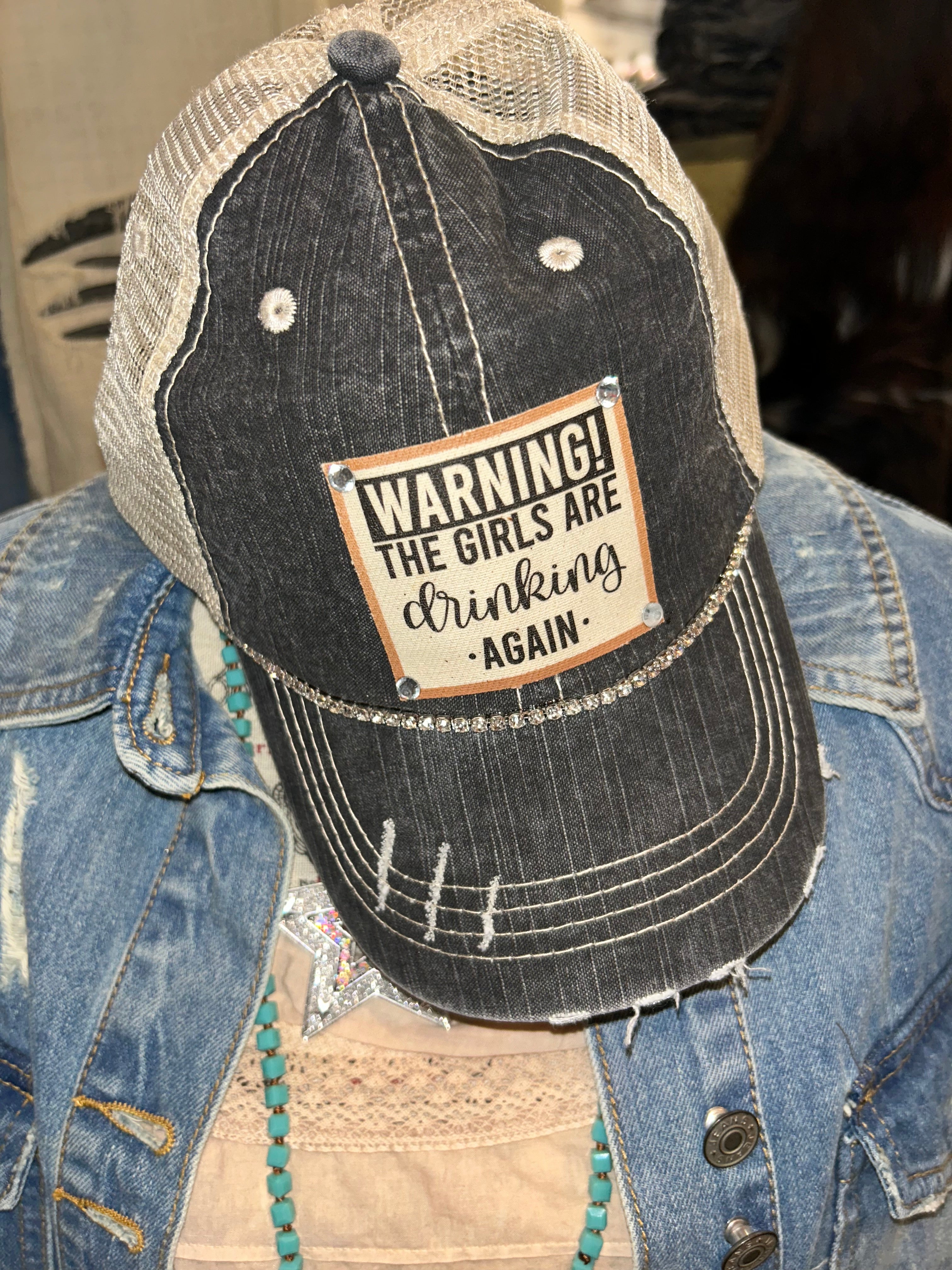 Warning The Girls- Bling Ball Cap – Vintage Meets Boho at The Ole Mill