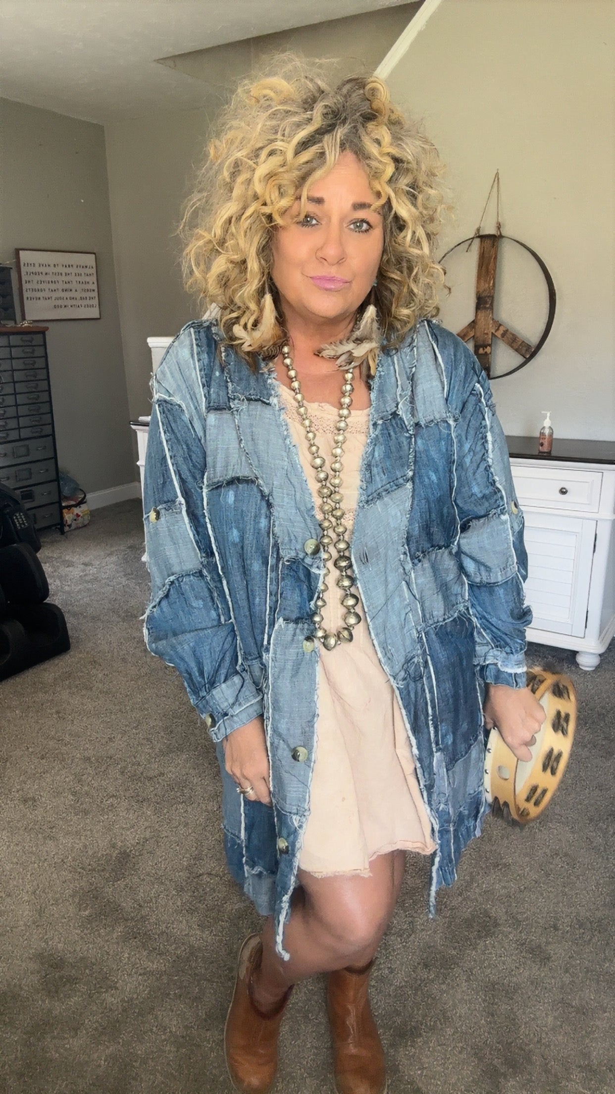 Patchwork Skies Jacket denim squares – Vintage Meets Boho at The Ole Mill